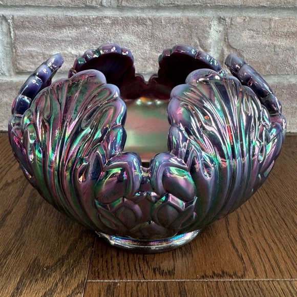 Fenton | Accents | Fenton Plum Opalescence Lotus And Lily Of The Valley ...